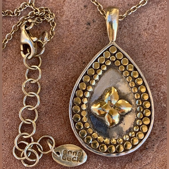 Anna Beck | Jewelry | Anna Beck Classic Sterling Silver Gold Dot Teardrop Necklace | Poshmark